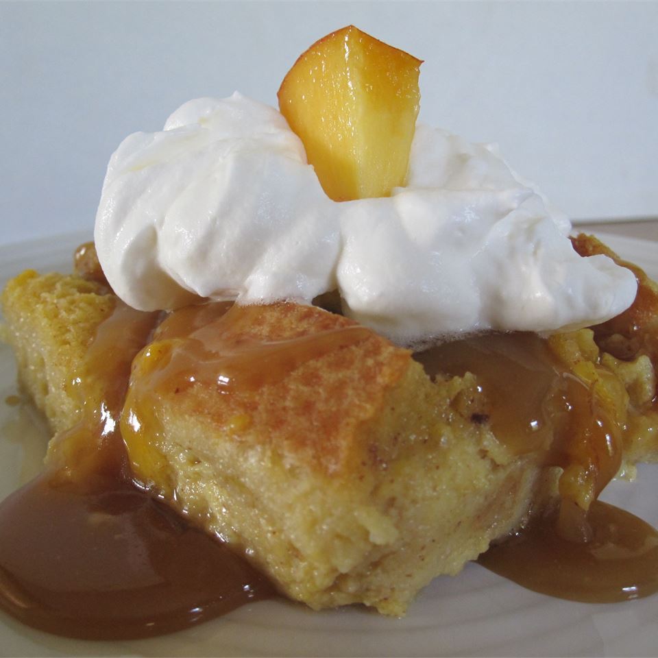 Peachy Bread Pudding with Caramel Sauce Recipe | Allrecipes