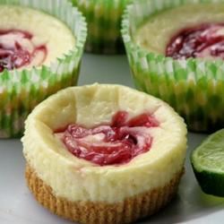 Key Lime Cheesecakes with Raspberry Swirls Recipe | Allrecipes